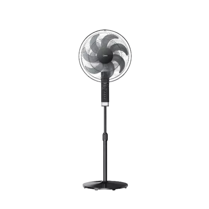 Midea Stand Fan 16" Black – 7 Blades, 3 Speeds & 2H Timer – Uchistore Ltd